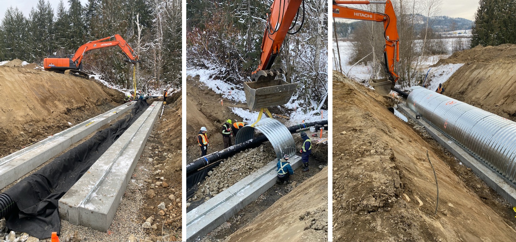 Pre-assembled Bolt-A-Plate Arch with precast concrete footings and ...