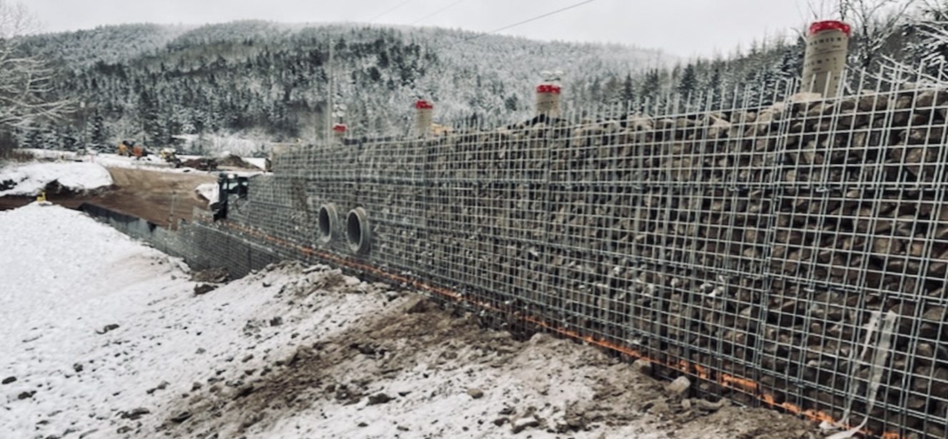 NBDTI retaining wall project shows versatility of AIL’s MSE Wire Walls ...
